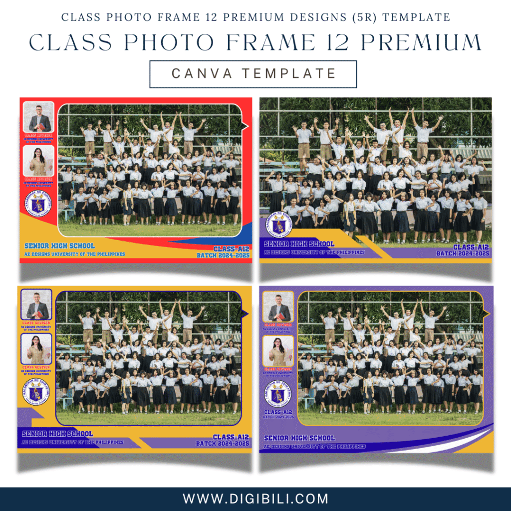 CLASS PHOTO FRAME 12 PREMIUM DESIGNS (5R) TEMPLATE - Digibili
