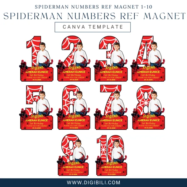 SPIDERMAN NUMBERS 1-10 REF MAGNET TEMPLATE - Digibili