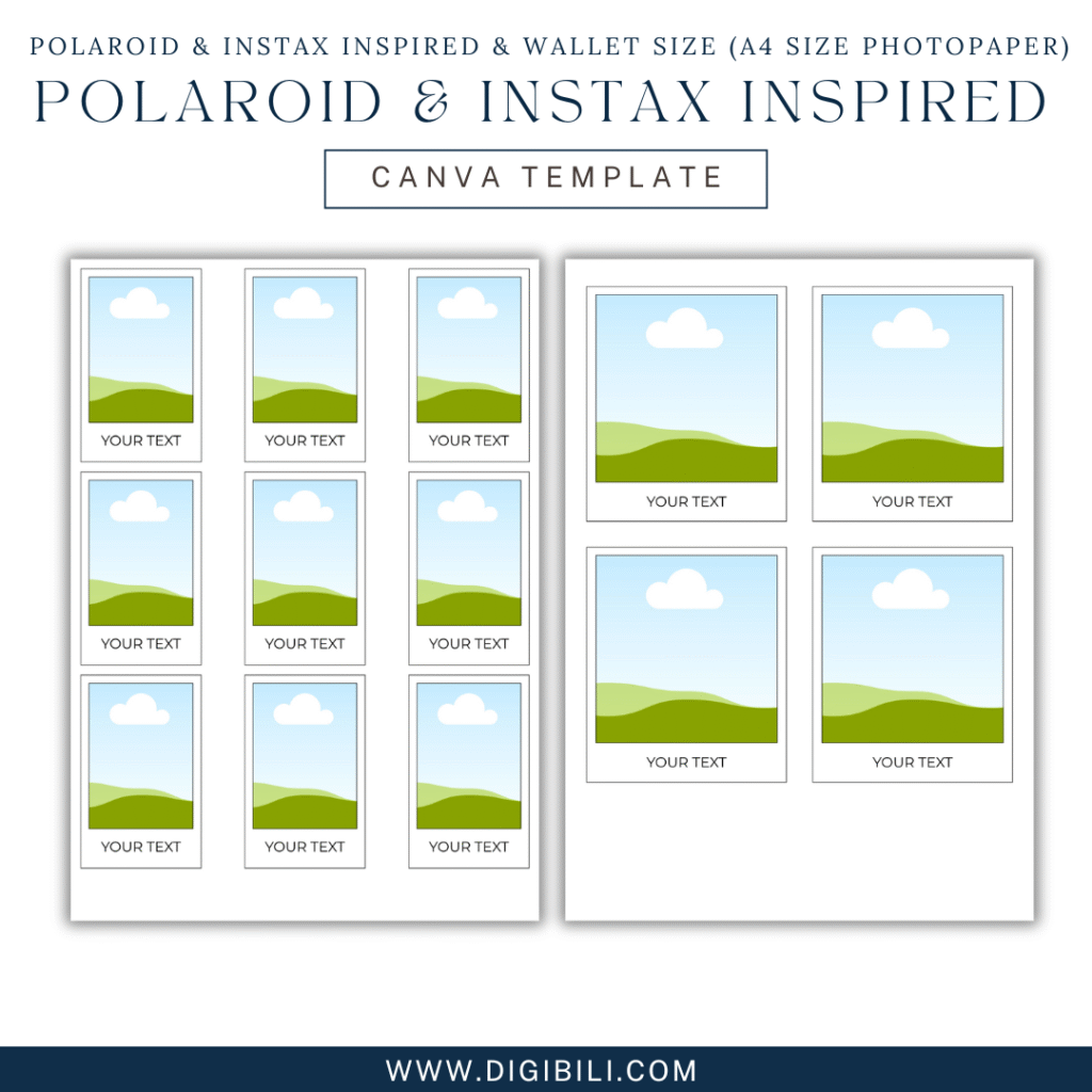 POLAROID & INSTAX INSPIRED & WALLET SIZE (A4 SIZE PHOTOPAPER) TEMPLATE ...